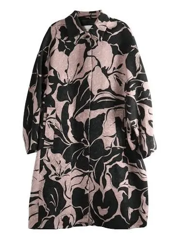 Dries Van Noten Floral Print Coat - Black