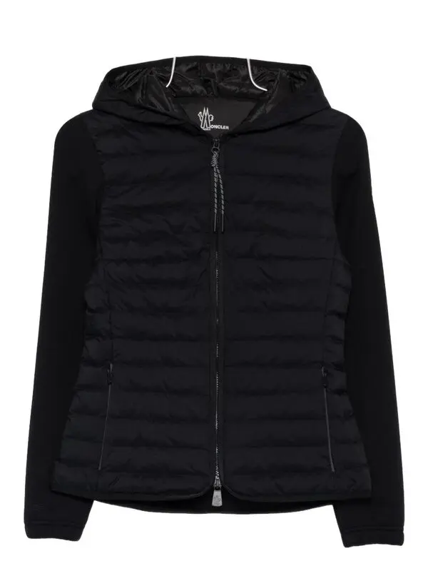 Moncler Padded Zip-up Cardigan With Drawstring Waist - Black