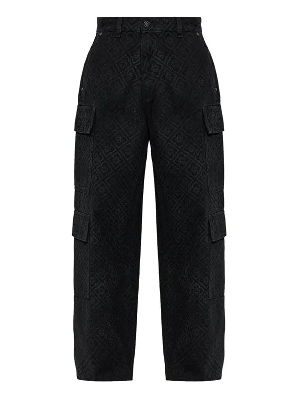 Casablanca Monogram Pattern Cargo Jeans - Black