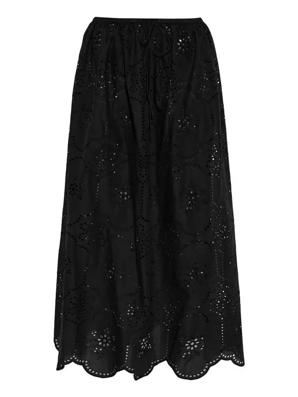 Matteau Openwork Cotton Maxi Skirt - Black