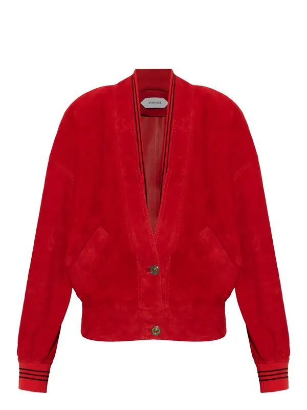 Versace Suede Bomber Jacket - Red