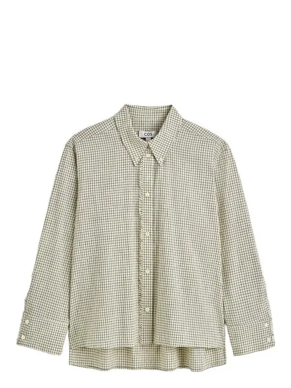Cos Fringed Checked Linen-cotton Shirt - Beige