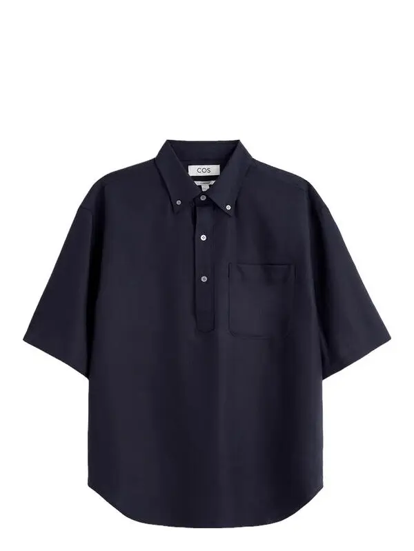 Cos Oversized Popover Shirt - Navy