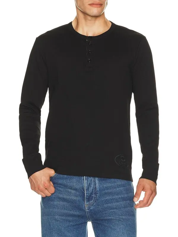 Burberry Long Sleeve Henley - Black