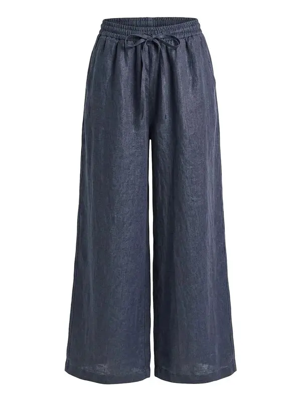 JAMES LAKELAND Pure Linen Wide Leg Trousers - Blue