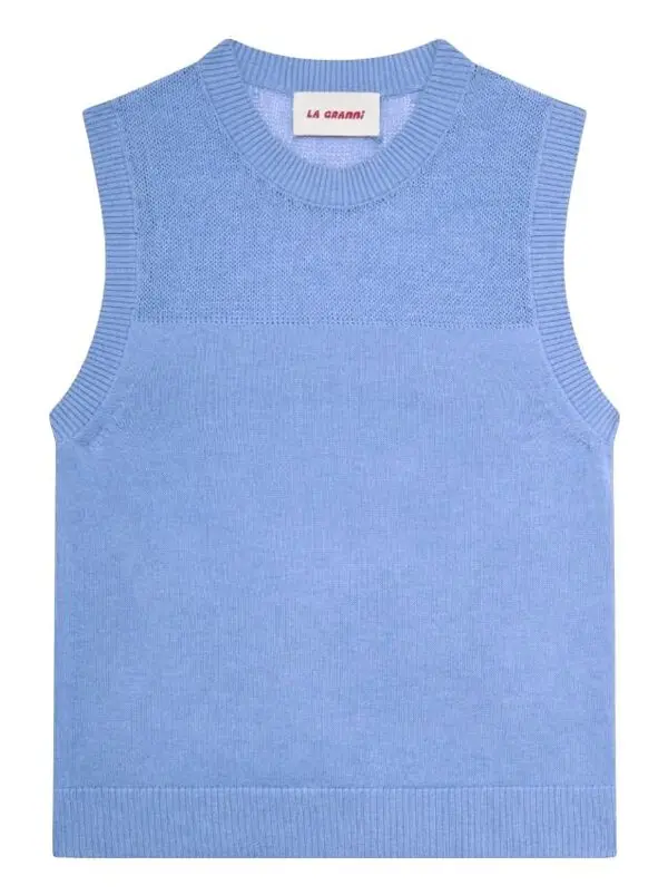LA GRANNI Baby Alpaca And Organic Pima Cotton Vest - Blue