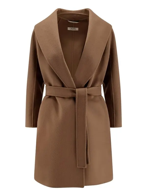 Max Mara Virgin Wool Belted Coat - Multicolor