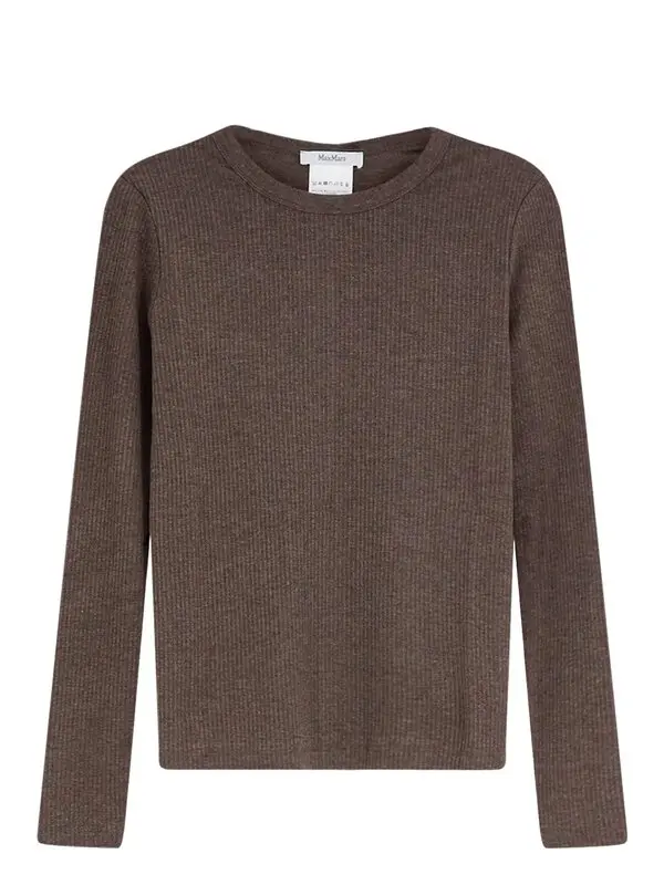Max Mara Lyocell And Silk Ribbed Knit Long Sleeve T-shirt - Multicolor