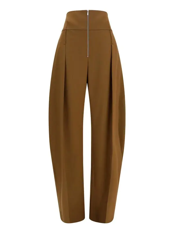 FERRAGAMO Wide Balloon-fit Zip Pants - Brown