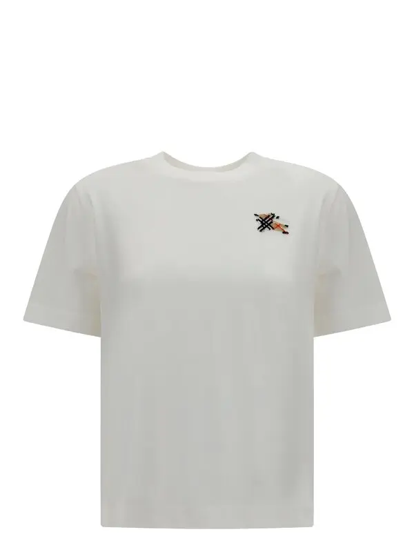 Burberry Knight Check Cotton T-shirt - White