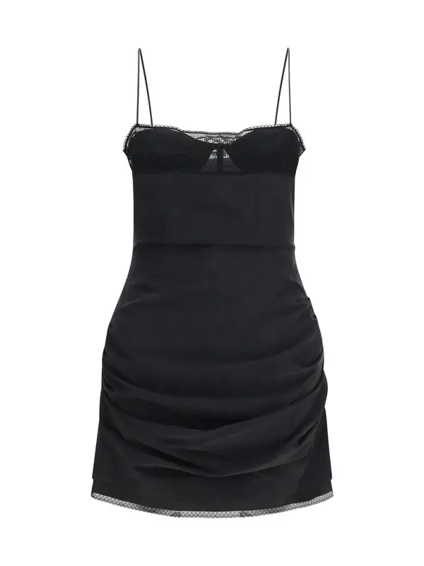 Magda Butrym Corset Dress With Lace Neckline - Black