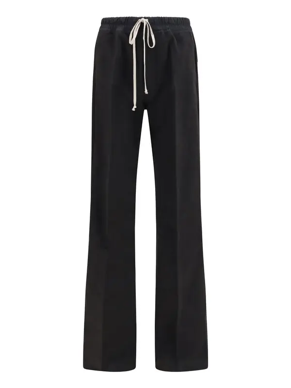 Rick Owens Dietrich Drawstring Pants In Brushed Twill - Black
