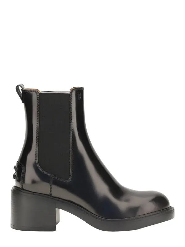 TOD'S Leather Chelsea Boots With Embossed Monogram - Black