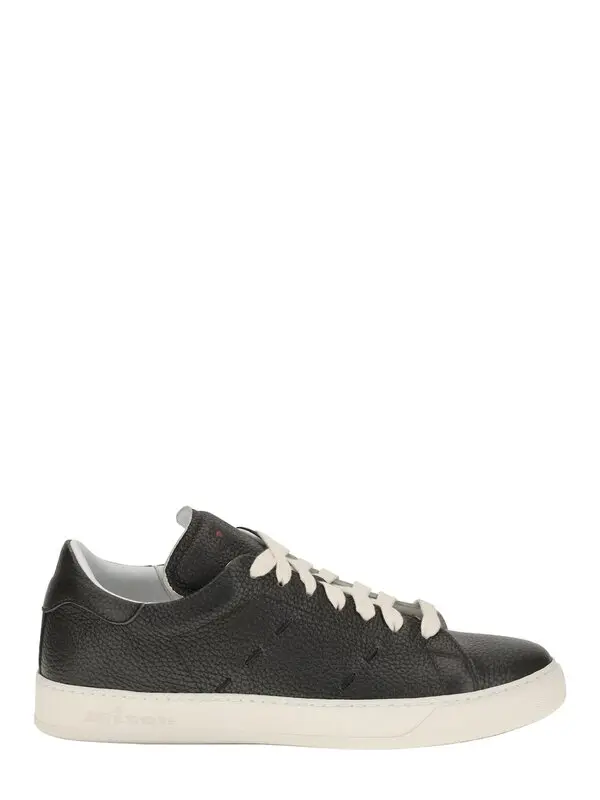 Kiton Pebbled Leather Lace-up Sneakers - Black