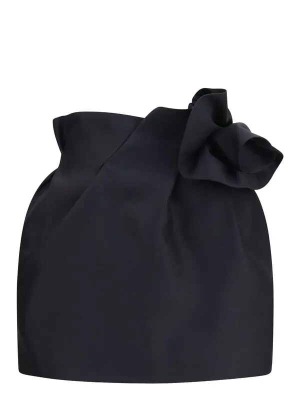 Magda Butrym Wool And Silk Mini Skirt With Floral Detail - Black