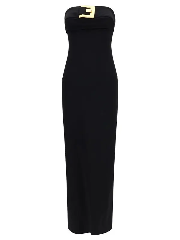 Balmain Long Stretch Viscose Off-the-shoulder Sheath Dress - Black