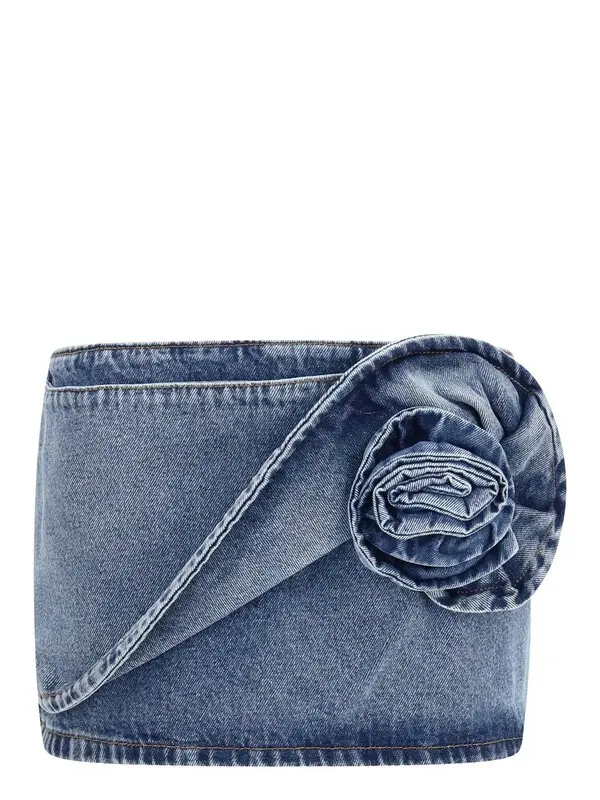Magda Butrym Twisted Floral Denim Mini Skirt - Blue