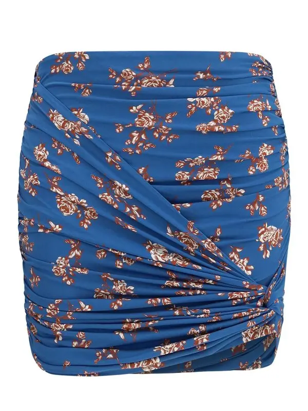 Magda Butrym Draped Floral Swim Mini Skirt - Blue