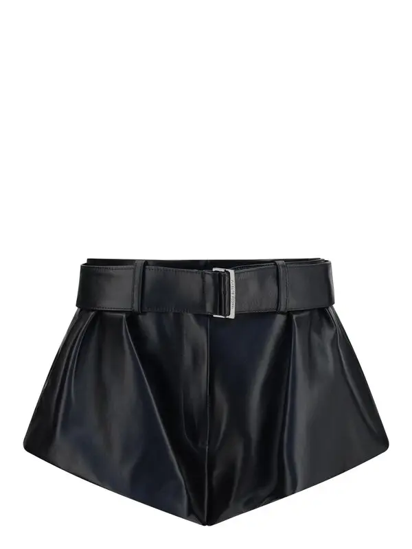 Magda Butrym Flared Leather High-rise Shorts With Belt - Black