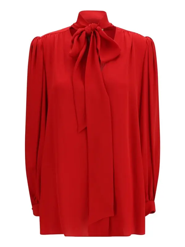 Valentino Garavani Silk Georgette Blouse With Balloon Sleeves - Red