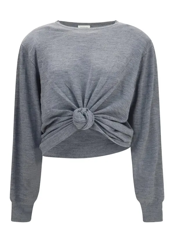 Magda Butrym Long-sleeve Knot T-shirt - Gray
