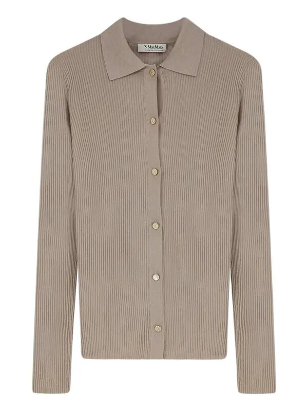Max Mara Virgin Wool Ribbed Cardigan - Cream