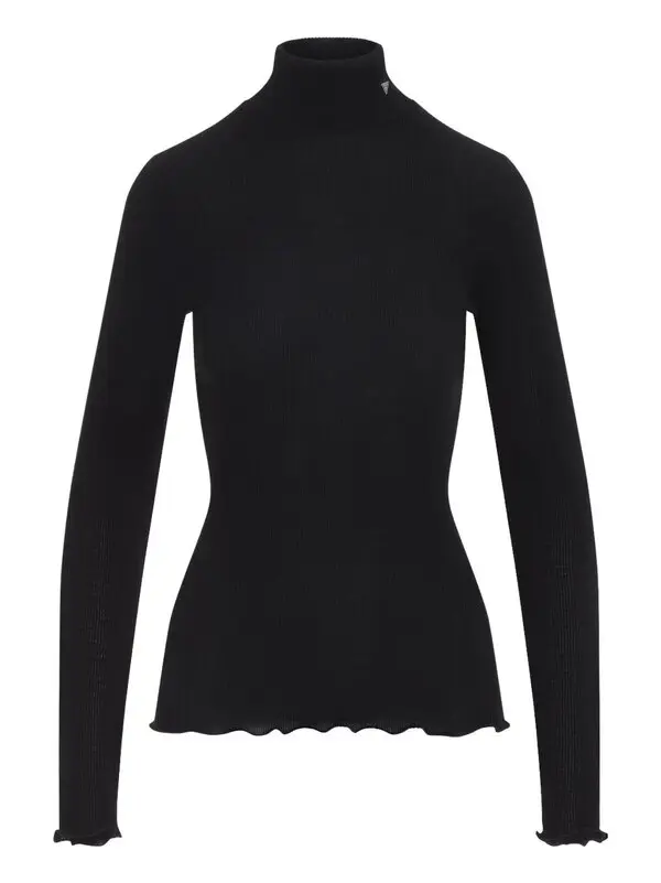 Prada Ribbed Knit Turtleneck Top - Black