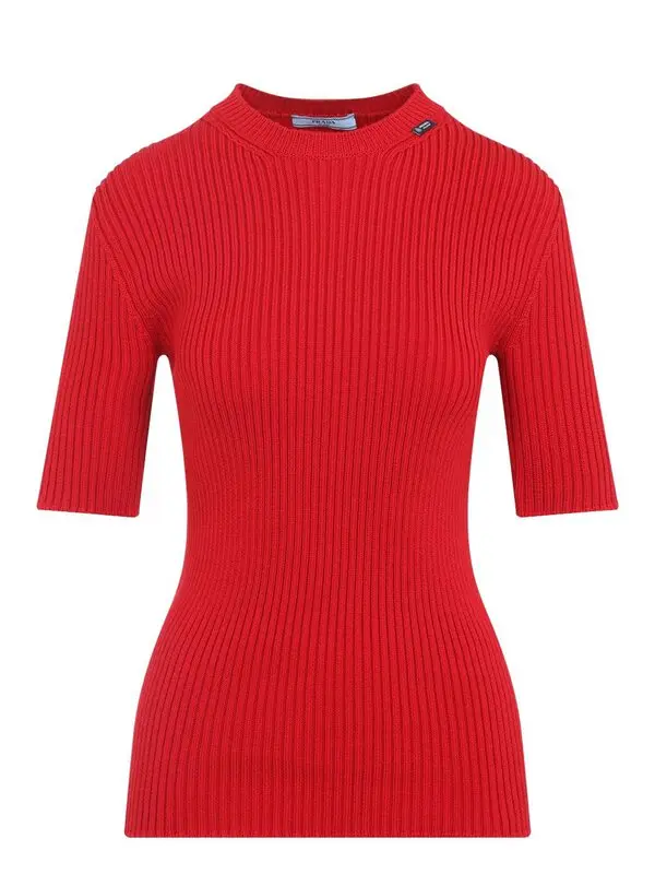 Prada Ribbed Virgin Wool Top - Red