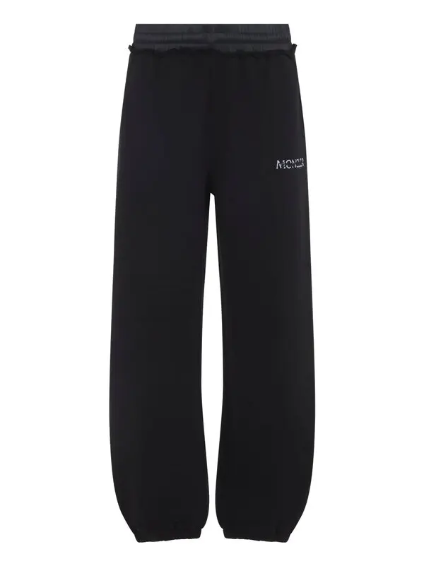 Moncler Cotton-blend Jersey Sweatpants With Logo Print - Black
