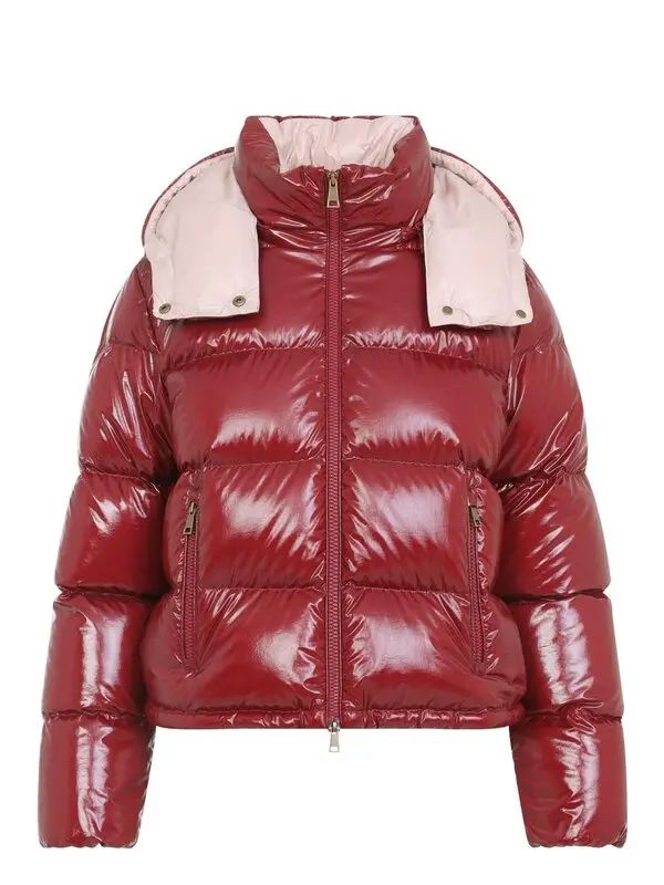 Moncler Niveole Cropped Down Jacket - Red