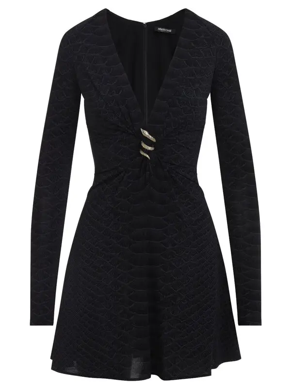 Roberto Cavalli Serpentine Mini Dress - Black