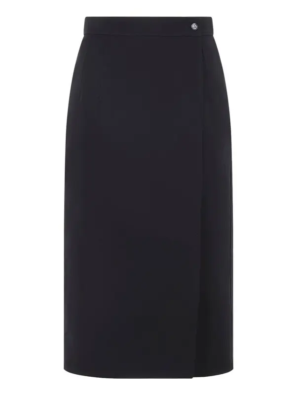 Bottega Veneta Double Cotton Gabardine Midi Skirt - Black