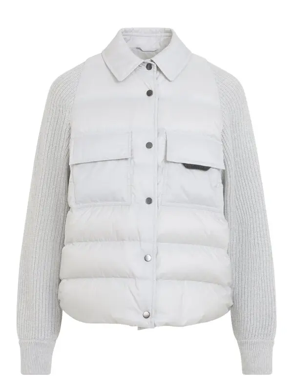 Brunello Cucinelli Quilted Padded Hybrid Jacket - Gray