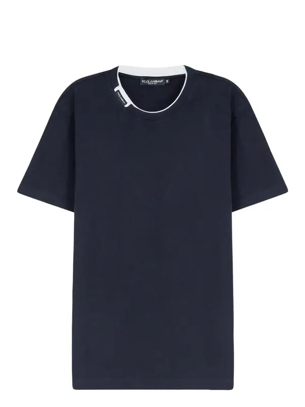 Dolce & Gabbana Cotton T-shirt With Contrasting Profile - Multicolor