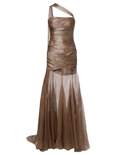 MARIA LUCIA HOHAN One-shoulder Silk Gown - Brown