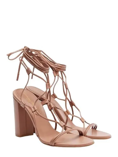 GIANVITO ROSSI Leather Tie Fastening Sandals - Brown