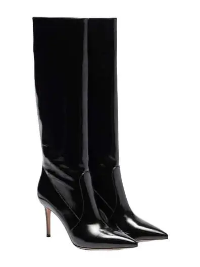 GIANVITO ROSSI Hansen Glossed Leather Knee-high Boots - Black