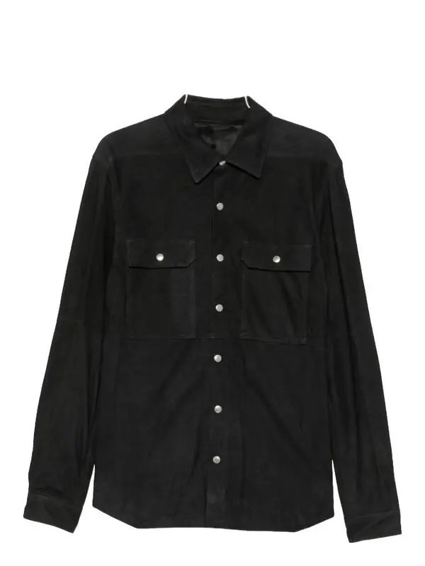 Rick Owens Long Sleeve Leather Jacket - Black