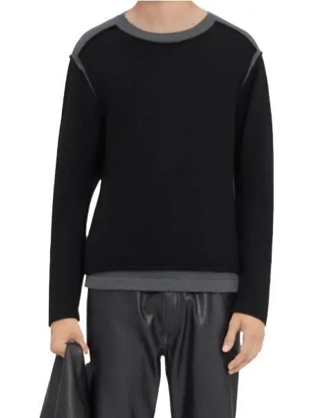 MAISON MARGIELA Crew Neck Jumper With Contrasting Trim - Black