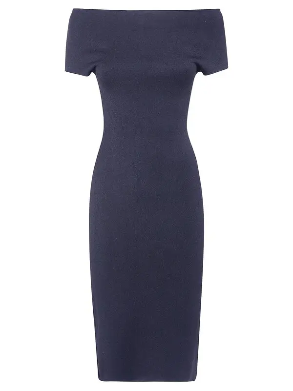 Magda Butrym Off-the-shoulder Knitwear Dress With Short Sleeves - Black