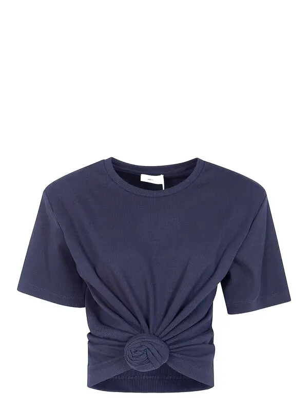 Magda Butrym Cropped T-shirt With Knot Detail - Blue