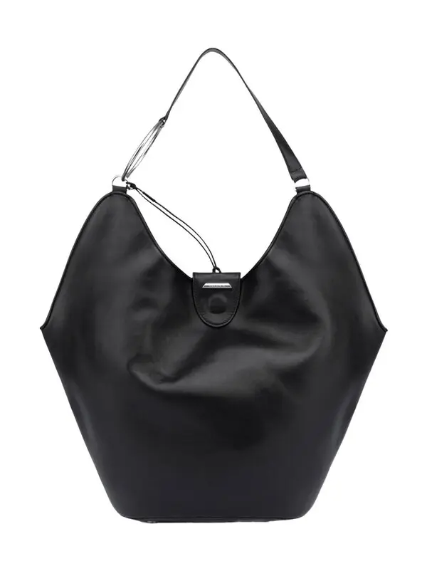 DONDUP Large Leather Shoulder Bag With Ring Detail - Black