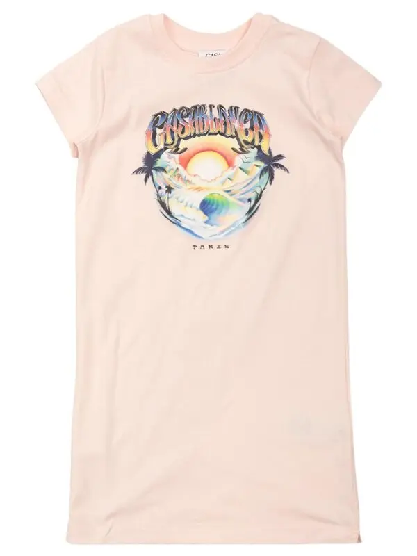 Casablanca Short-sleeved Printed Dress - Pink
