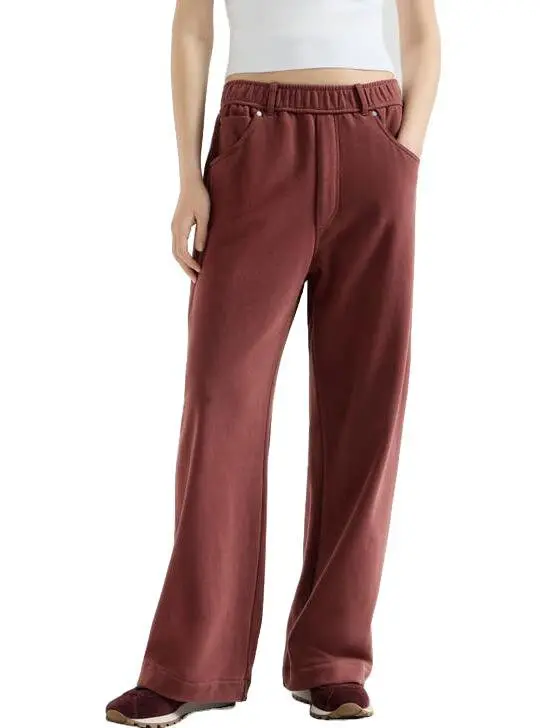 Brunello Cucinelli Smooth Cotton French Terry Trousers - Wine