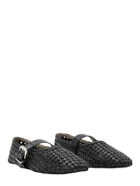 ALLSAINTS Sabine Woven Leather Mary Jane Flat - Black