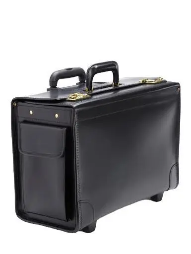 KORCHMAR Litigator Leather Wheeled Catalog Case - Black