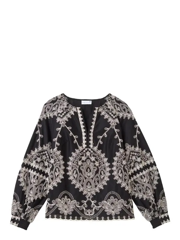 CARTOLINA Ynez Embroidered Blouse - Noir