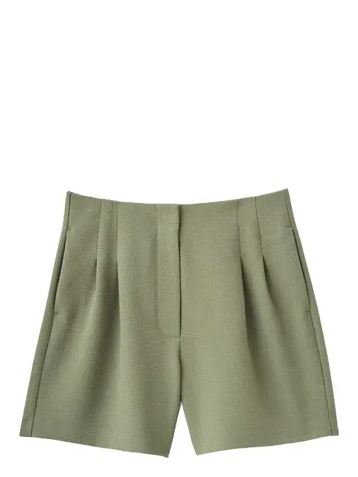 CARTOLINA Frankie Pebbled Crepe Tailored Shorts - Moss
