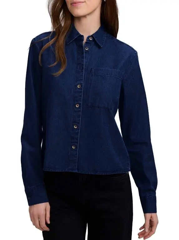Foxcroft Jodie Denim Button-up Shirt - Dark Wash Blue