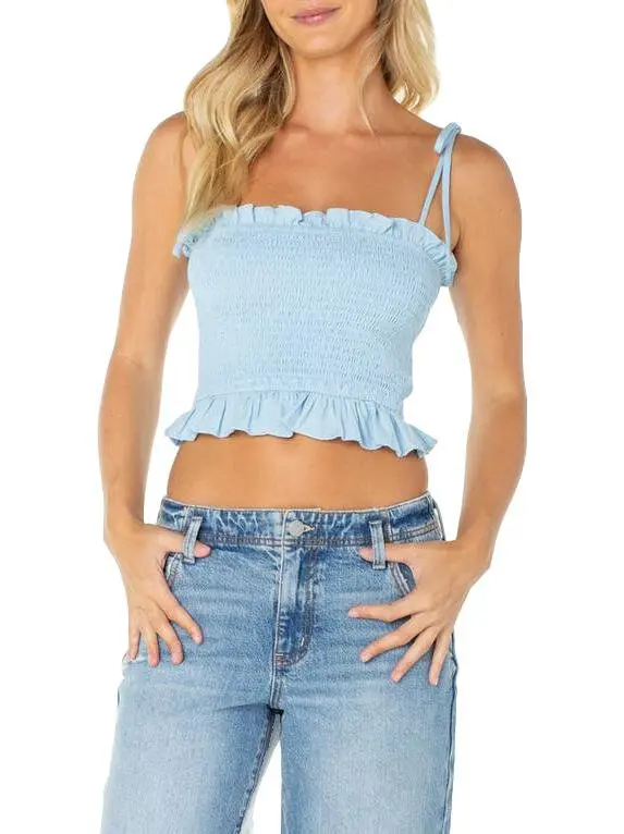 Roxy Avalon Smocked Tie Strap Crop Top - Cerulean